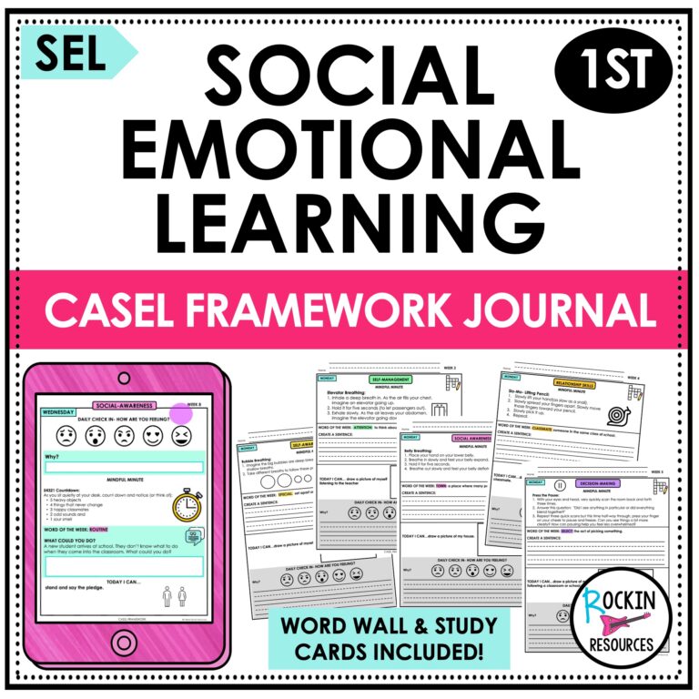 1ST GRADE SOCIAL EMOTIONAL LEARNING JOURNAL WITH CASEL FRAMEWORK SEL ...
