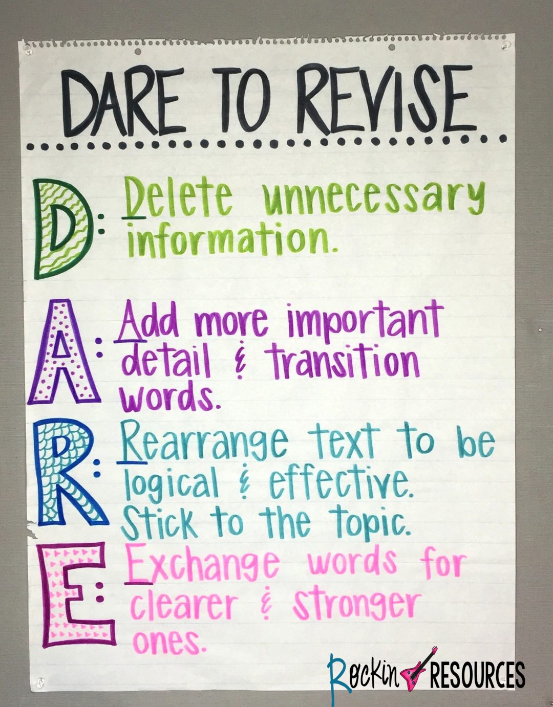 Writing Mini Lesson #26- Revising a Narrative Essay- Rearrange - Rockin ...