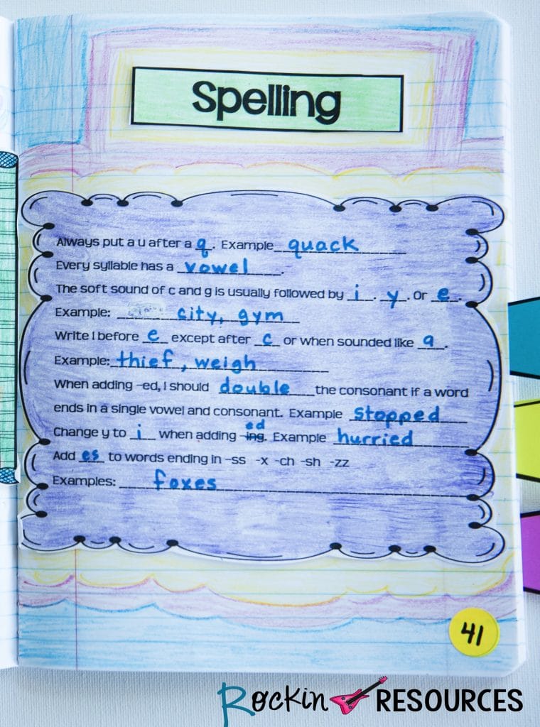Writing Mini Lesson #36 on Spelling - Rockin Resources