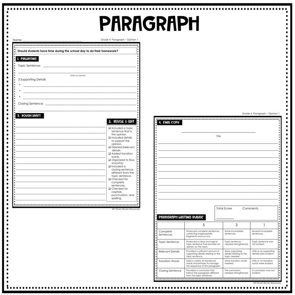 4th Grade Writing Prompts for Paragraph and Essay Writing - Rockin ...
