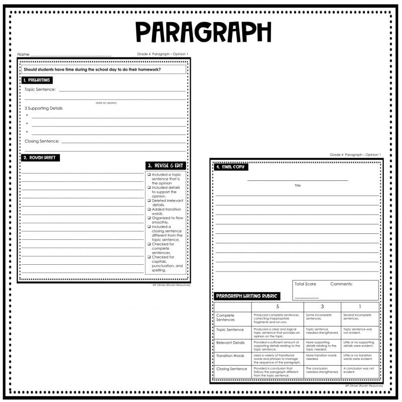 4th Grade Writing Prompts for Paragraph and Essay Writing - Rockin ...