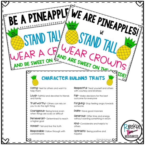 Pineapple Door Decor for Character Education - Rockin Resources