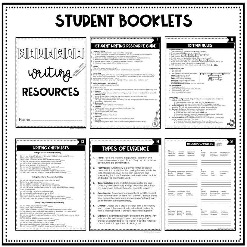 Student Writing Resources for Middle School - Rockin Resources