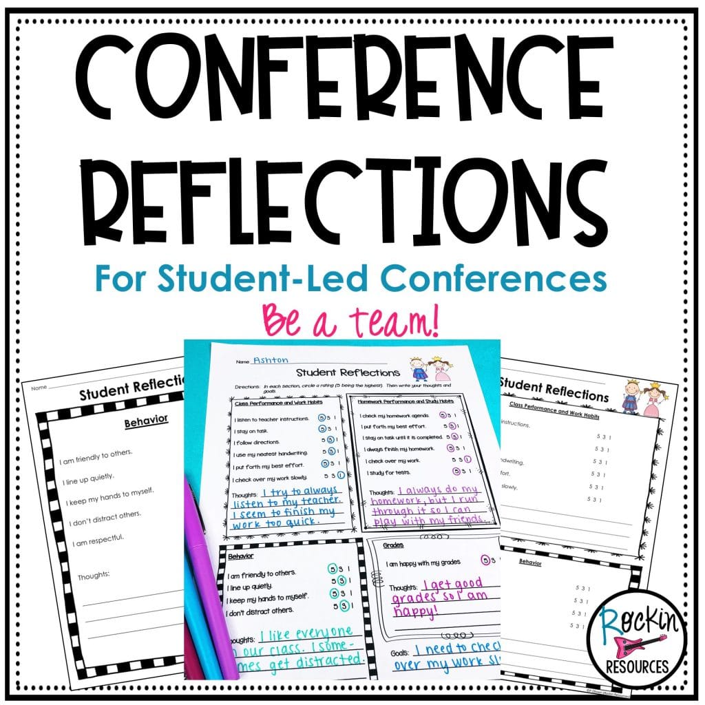Conference Reflections for Student-Led Conferences - Rockin Resources