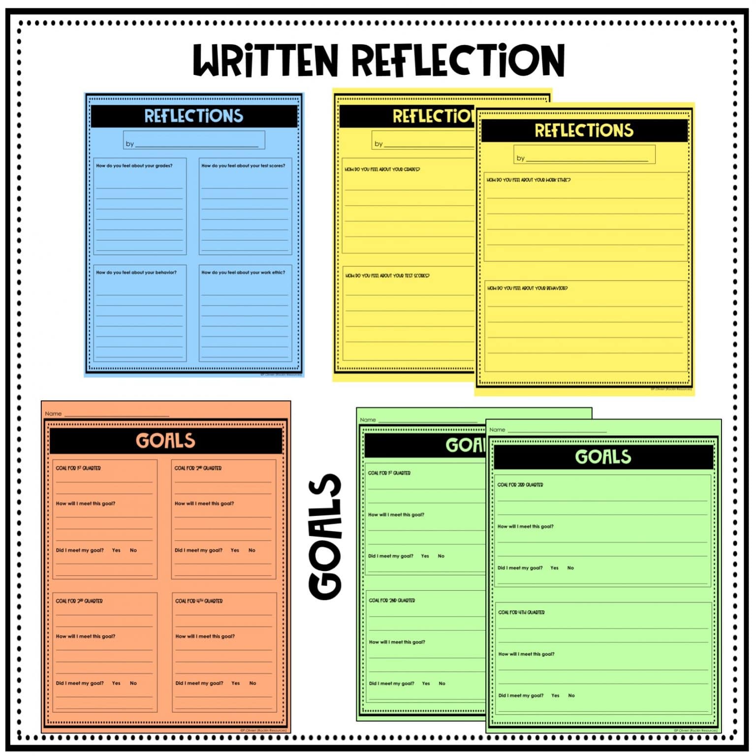 Conference Reflections for Student-Led Conferences - Rockin Resources