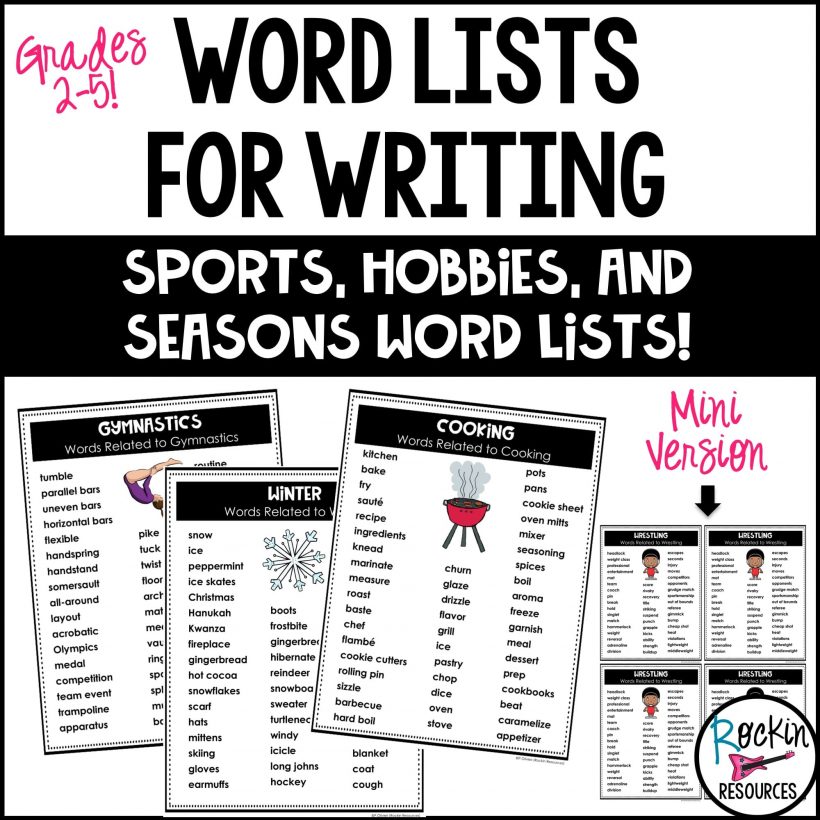 Word Lists for Writing - Rockin Resources