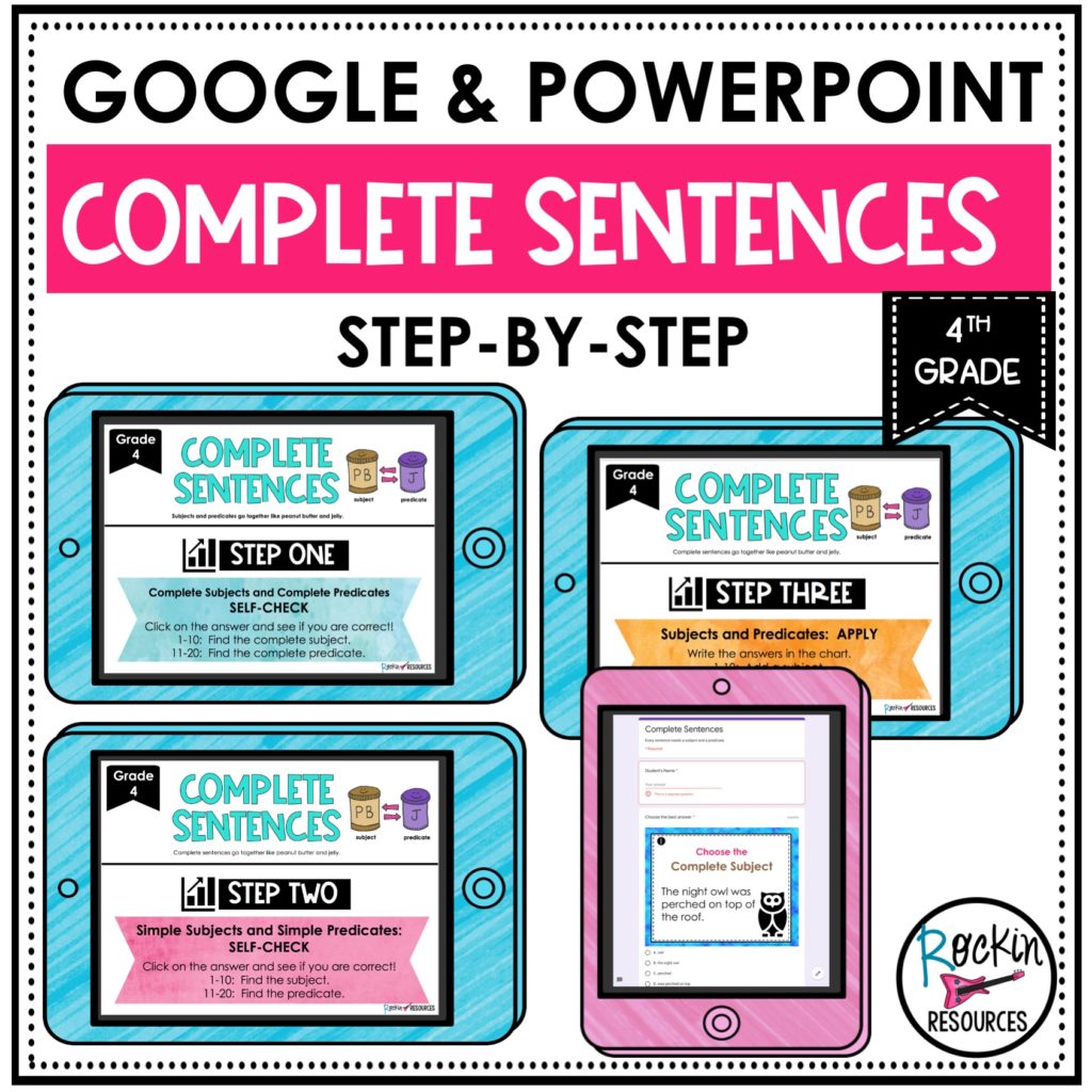 4th Grade Digital Step-by-Step Complete Sentences Practice - Rockin ...