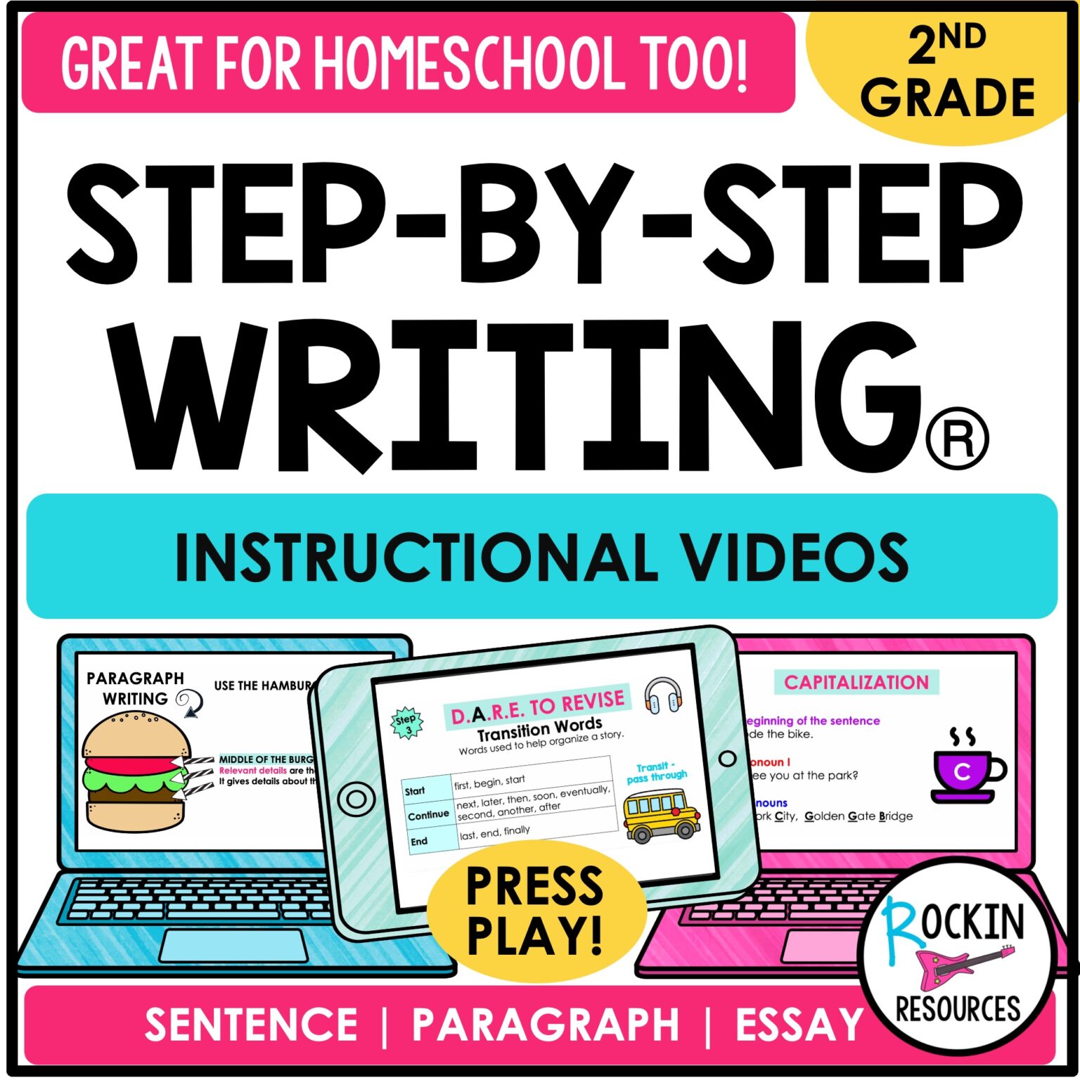 2ND GRADE STEP-BY-STEP WRITING® VIDEOS FOR PARAGRAPH AND ESSAY WRITING ...