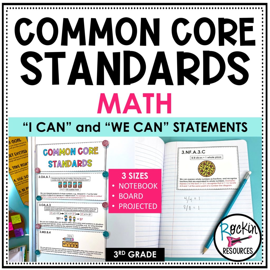 Common Core Standards "I can" and "We can" Statements 3rd Grade Math ...