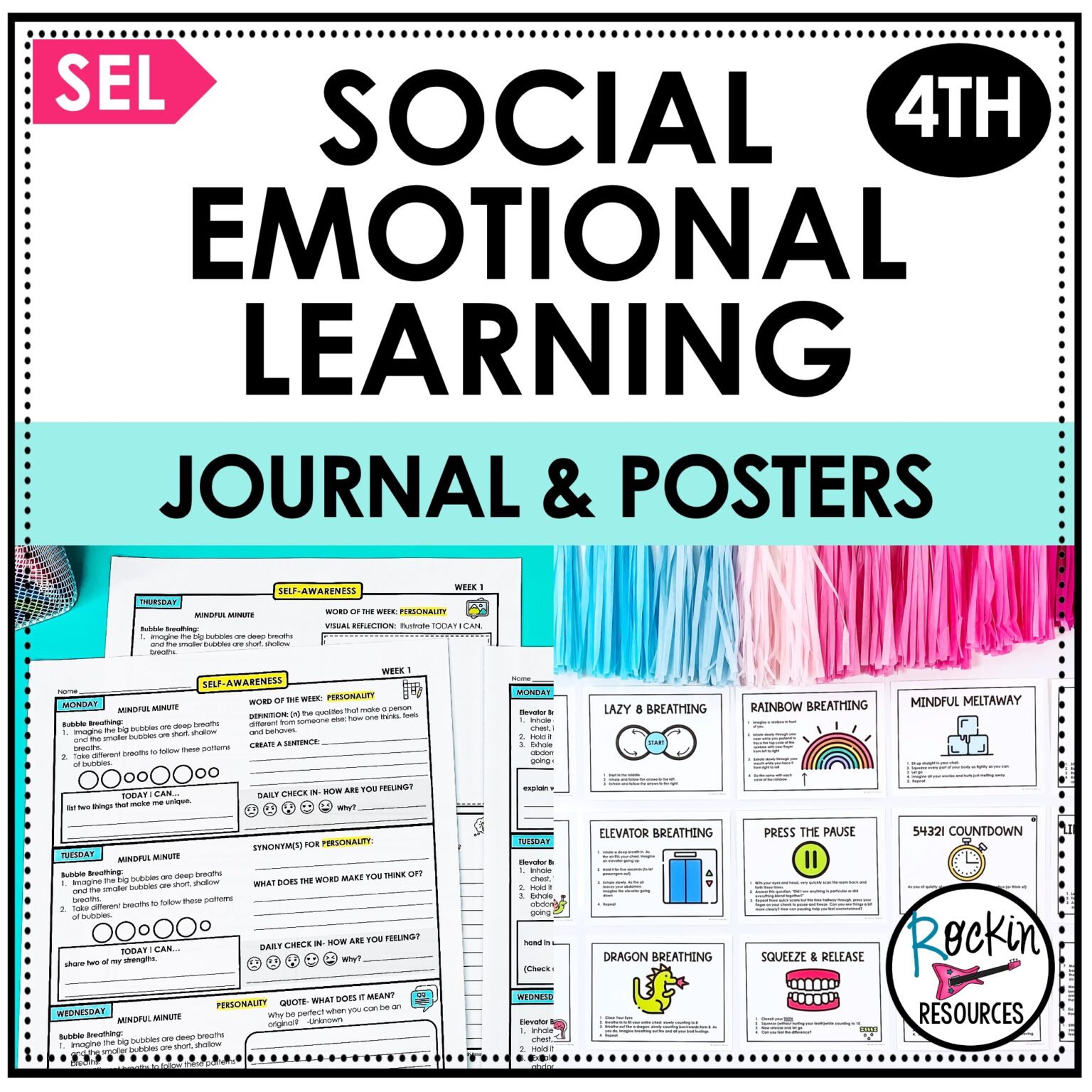 4TH GRADE SOCIAL EMOTIONAL LEARNING BUNDLE - JOURNAL AND POSTERS ...