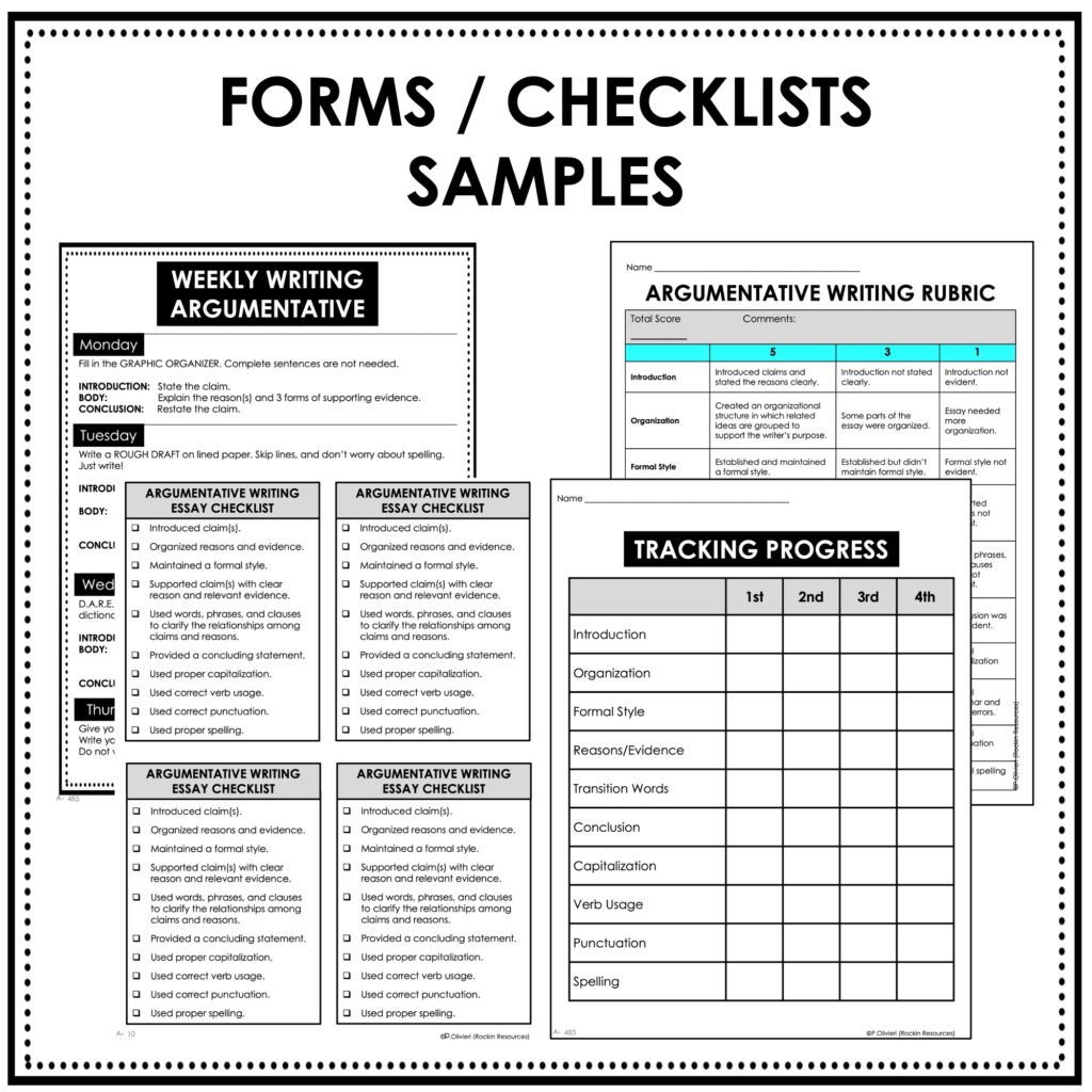 7th Grade Printable Argumentative Writing Unit - Rockin Resources