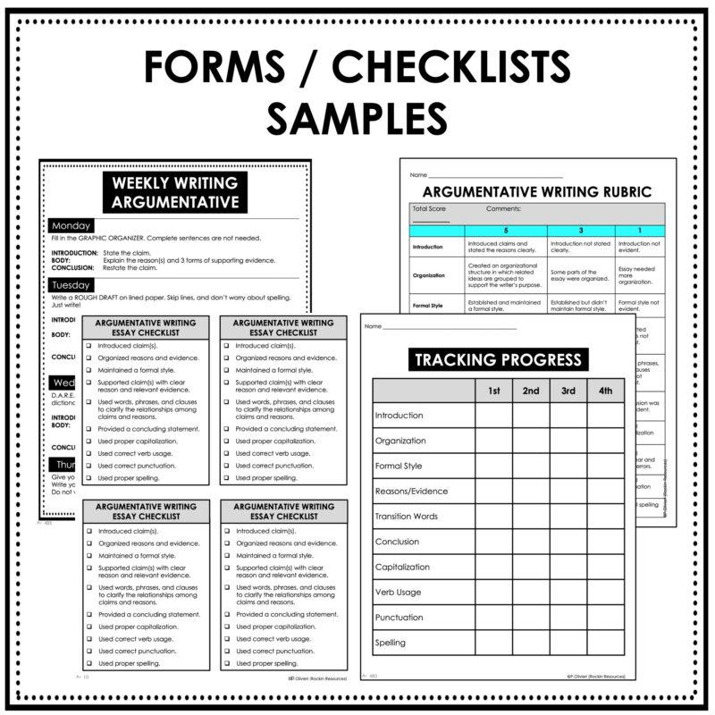 7th Grade Printable Argumentative Writing Unit - Rockin Resources