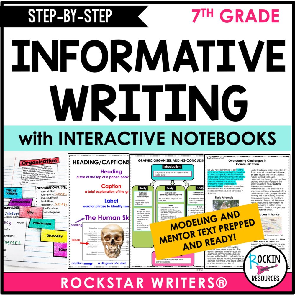 7th Grade Printable Informative Writing Unit - Rockin Resources