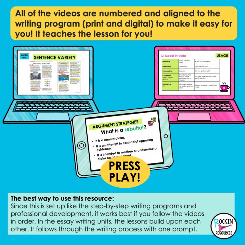 8TH GRADE STEP-BY-STEP WRITING® VIDEOS FOR PARAGRAPH AND ESSAY WRITING ...