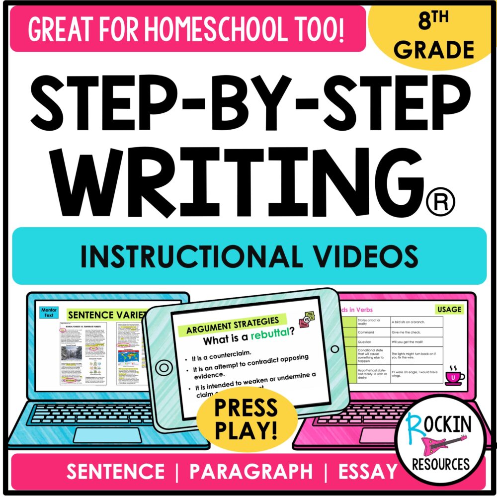 8TH GRADE STEP-BY-STEP WRITING® VIDEOS FOR PARAGRAPH AND ESSAY WRITING ...