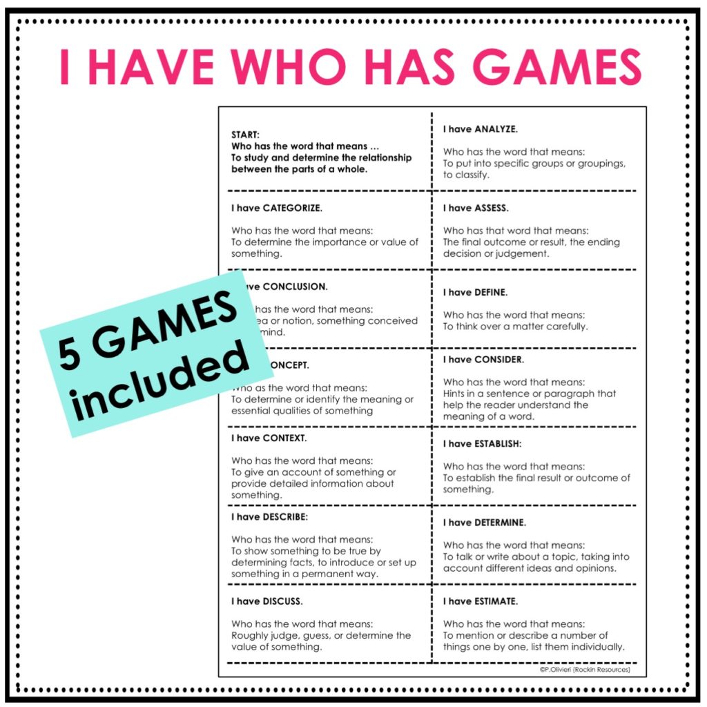 ACADEMIC VOCABULARY WORDS - Rockin Resources