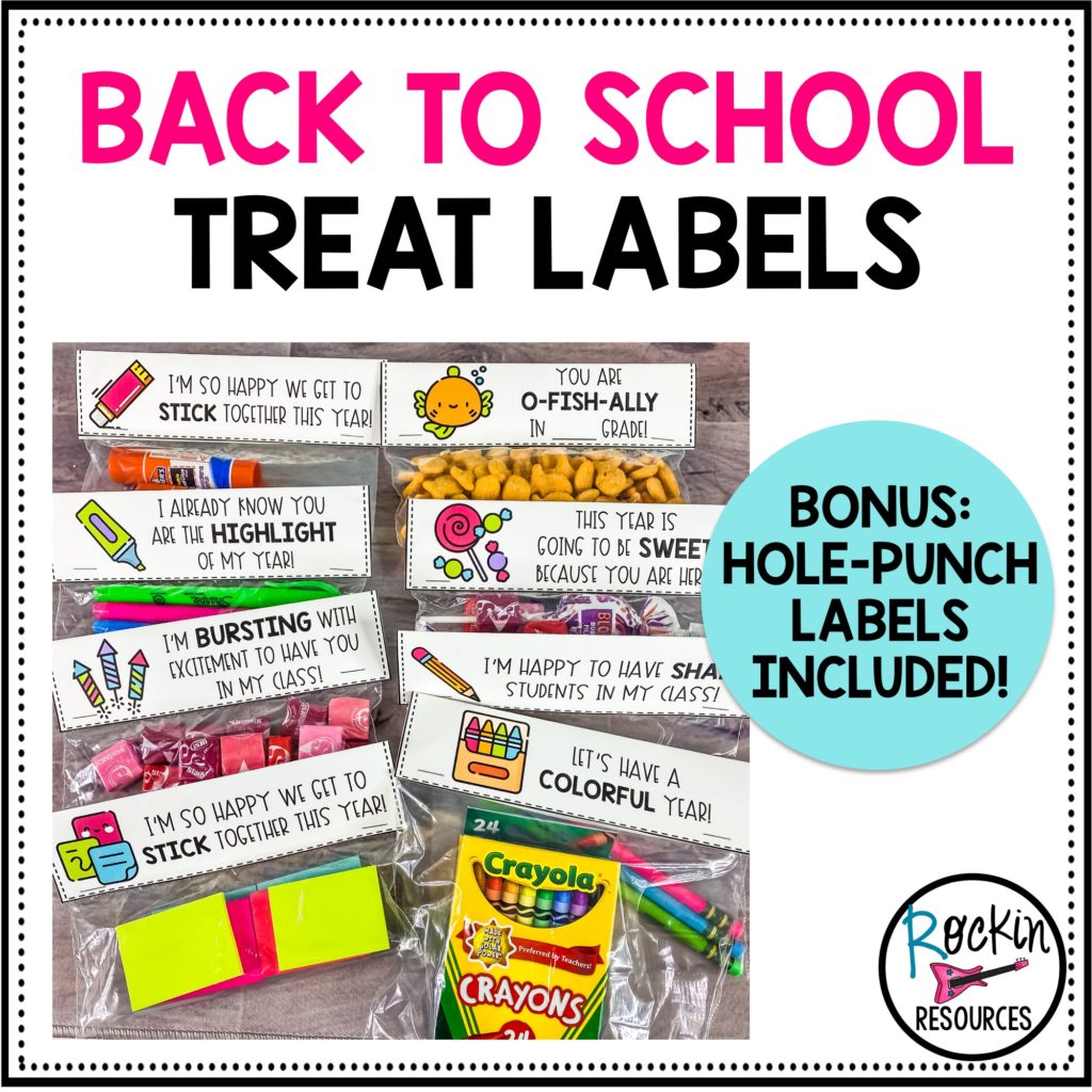 Back to School Treat Labels - Rockin Resources