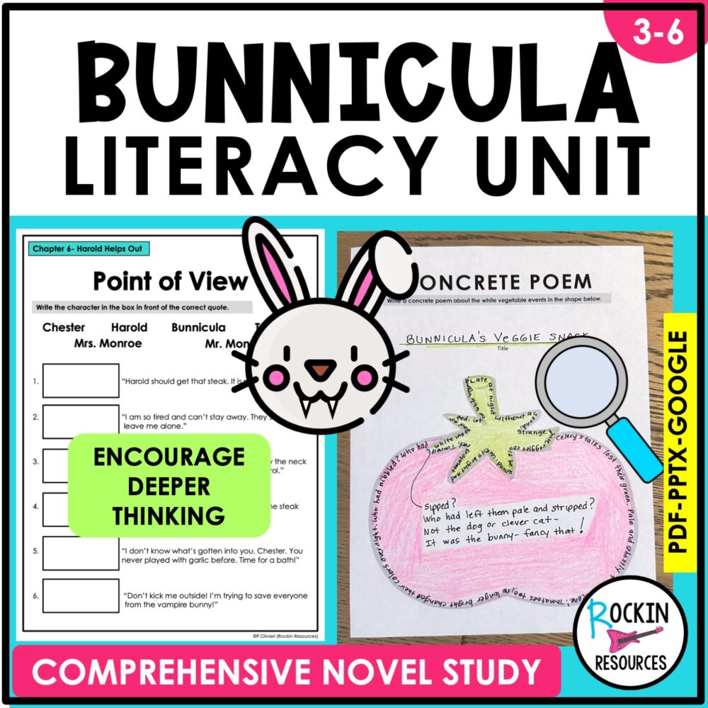 Bunnicula Novel Study Unit – Literacy & Mystery Activities - Halloween ...
