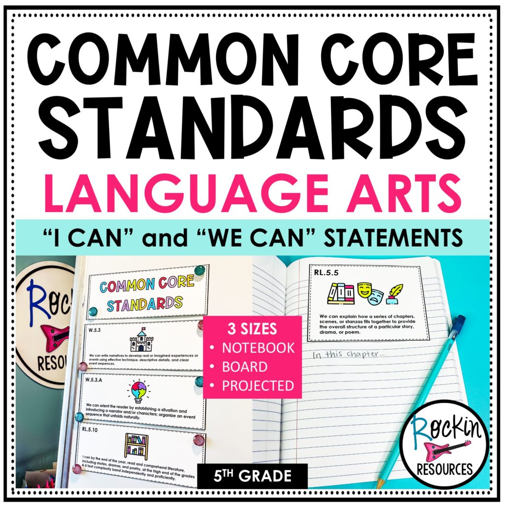 Common Core Standards "I can" and "We can" Statements 5th Grade ...