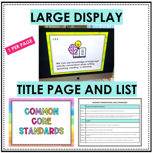 Common Core Standards "I can" and "We can" Statements 5th Grade ...
