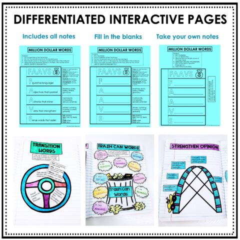 Interactive Writing Notebook Pages - Rockin Resources