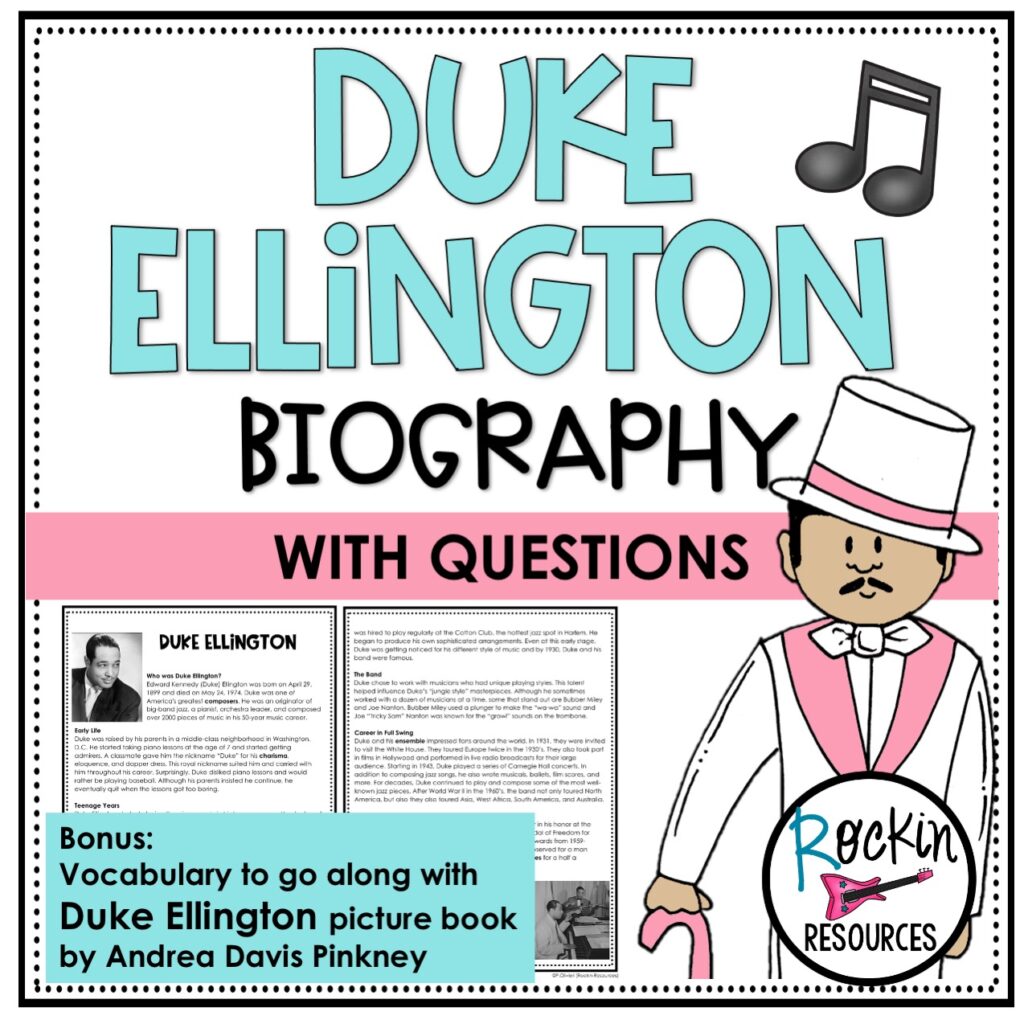 Duke Ellington Biography and Questions, Black History Month - Rockin ...