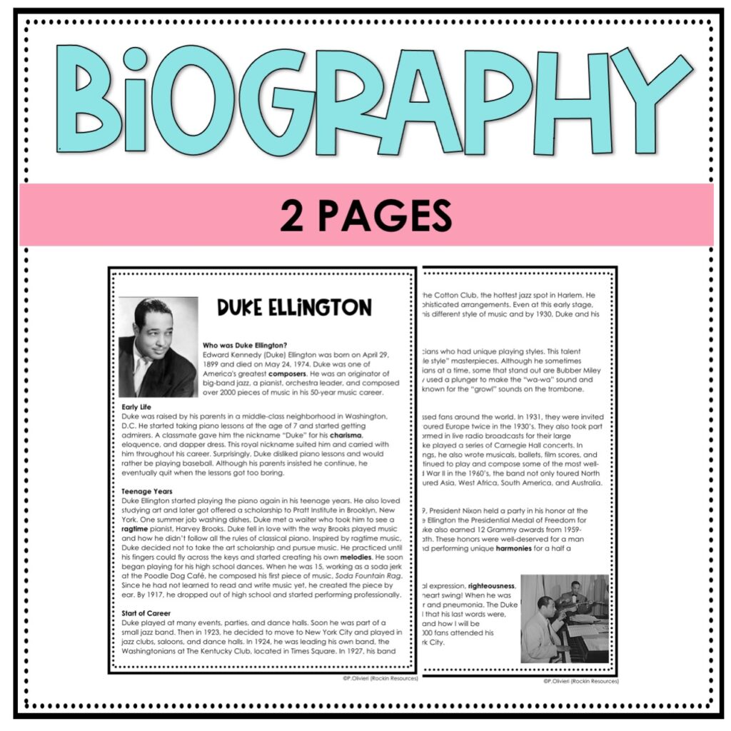 Duke Ellington Biography and Questions, Black History Month - Rockin ...
