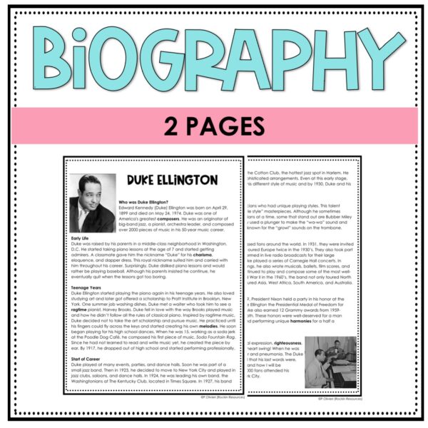 Duke Ellington Biography and Questions, Black History Month - Rockin ...