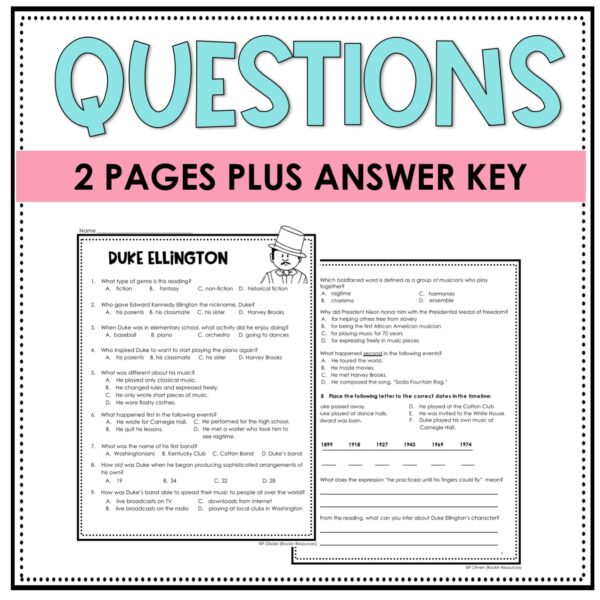 Duke Ellington Biography and Questions, Black History Month - Rockin ...