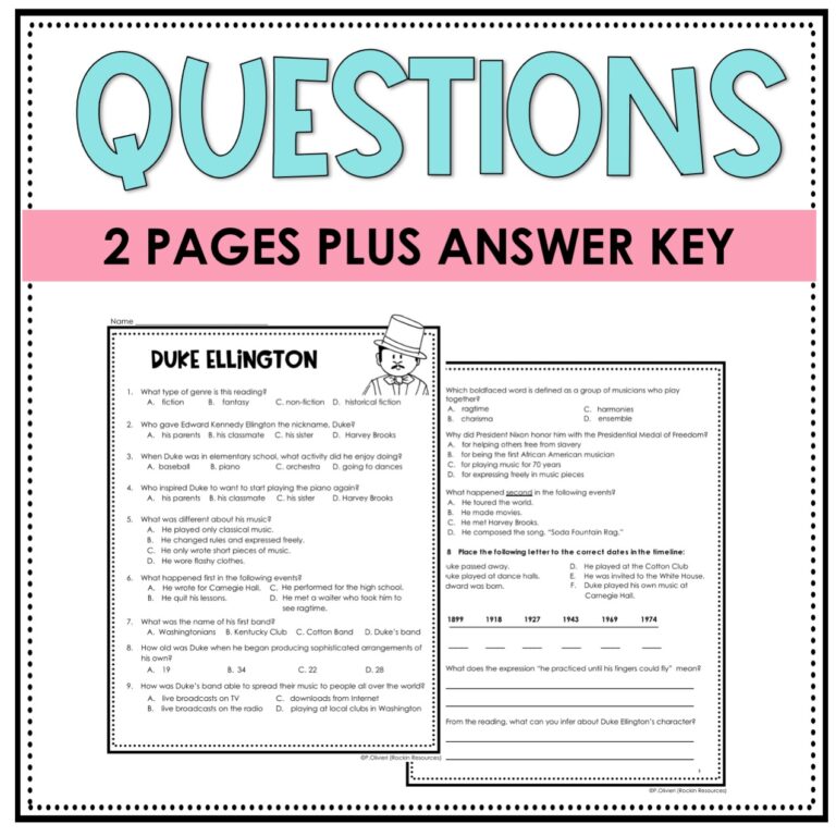 Duke Ellington Biography and Questions, Black History Month - Rockin ...