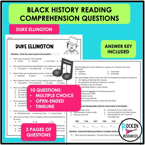 Duke Ellington Biography and Questions, Black History Month - Rockin ...