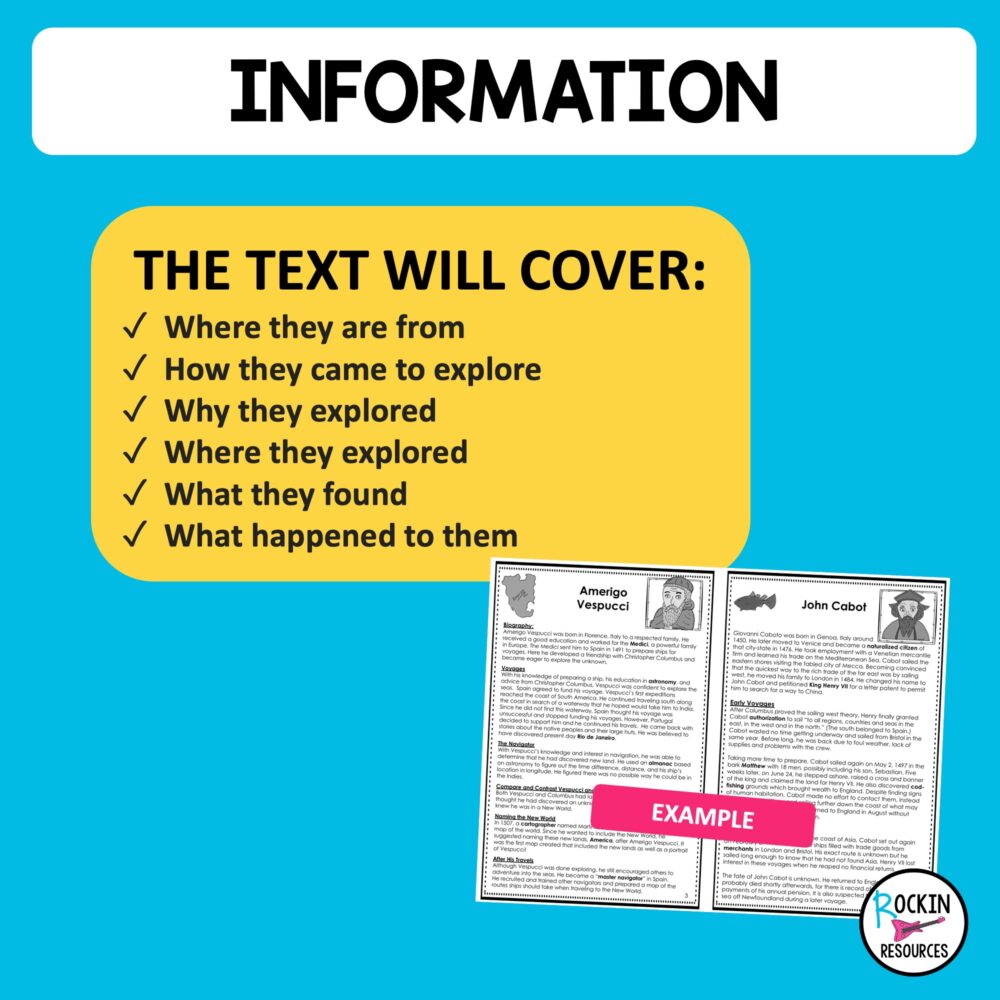 Explorers Informational Text Booklet - Rockin Resources
