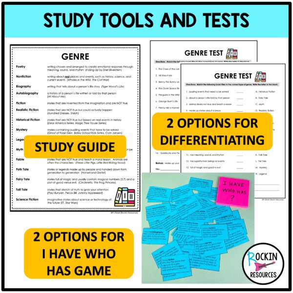 Genre Anchor Charts, Notebook Cards, Study Guide and Test - Rockin ...