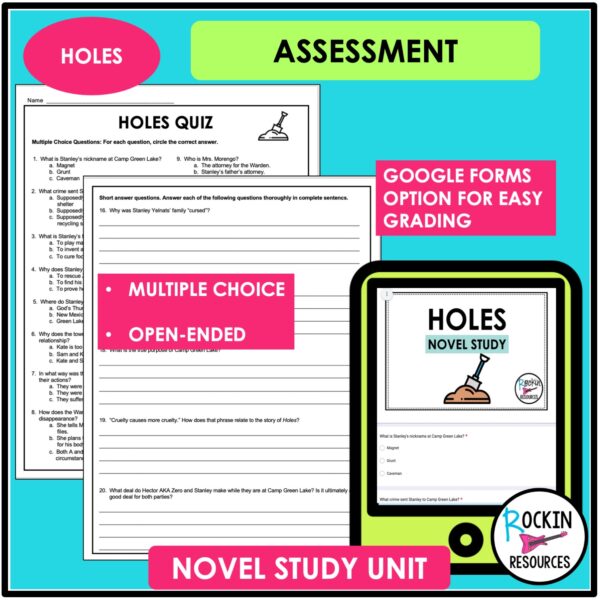 HOLES NOVEL STUDY - HOLES NOVEL UNIT - HOLES CHAPTER QUESTIONS - Rockin ...