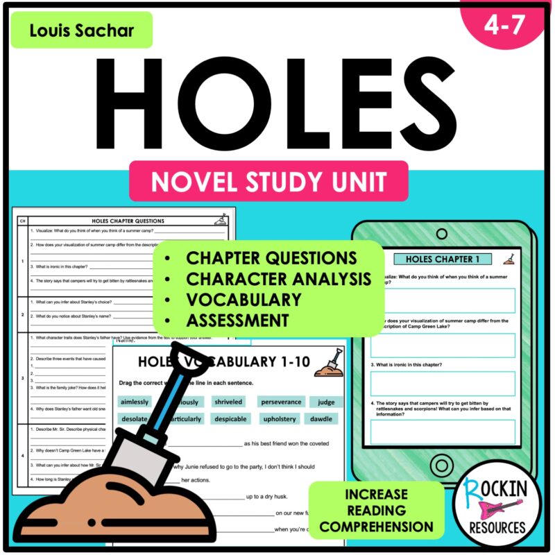 HOLES NOVEL STUDY - HOLES NOVEL UNIT - HOLES CHAPTER QUESTIONS - Rockin ...