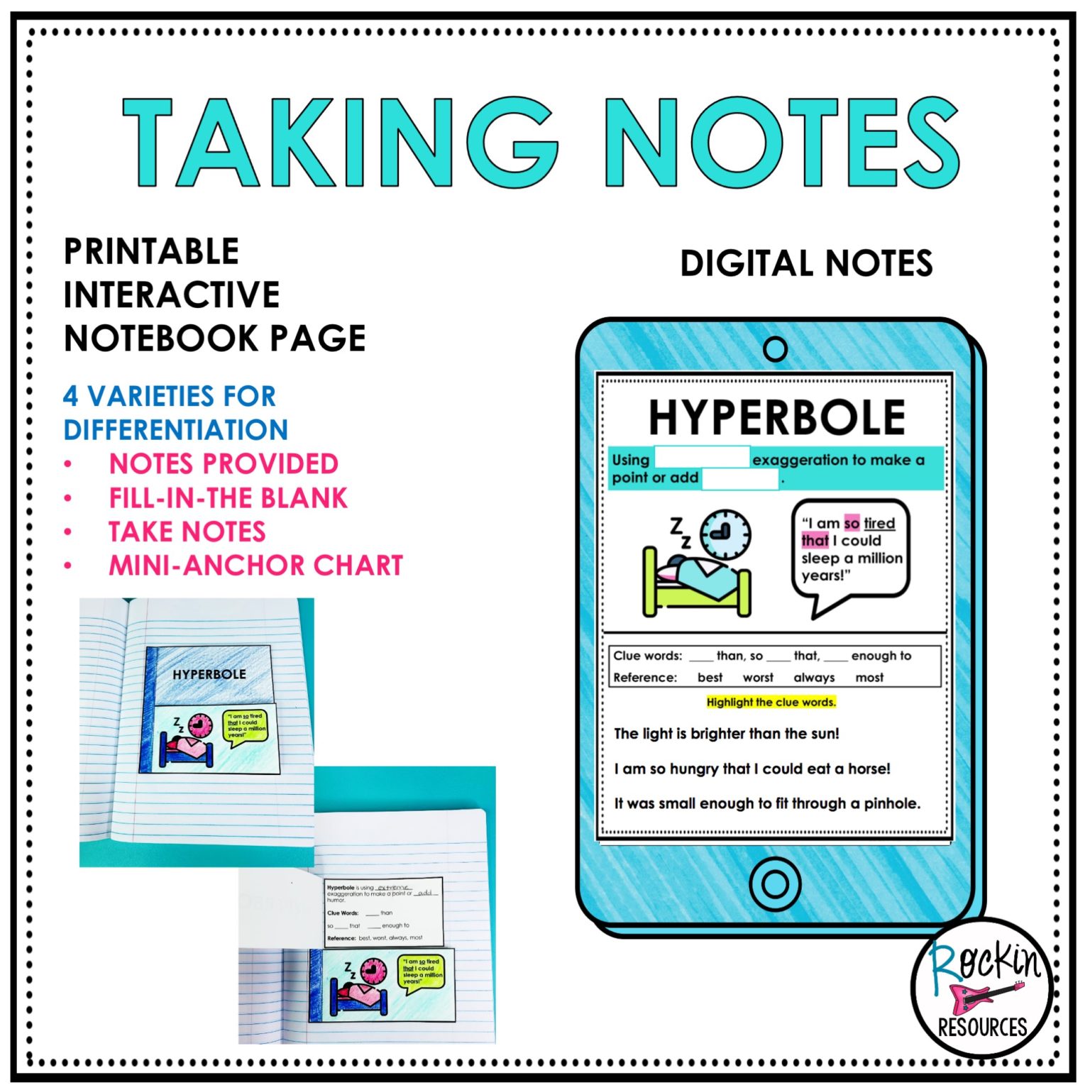 HYPERBOLE | FIGURATIVE LANGUAGE | DIGITAL AND PRINTABLE - Rockin Resources