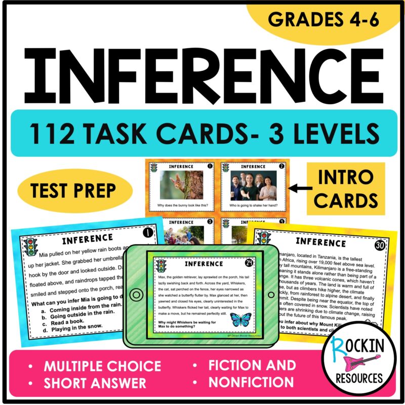 INFERENCE TASK CARDS, READING COMPREHENSION, TEST PREP TASK CARDS ...