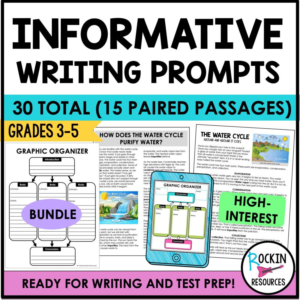 Informative Writing Prompt Passages Bundle - Rockin Resources