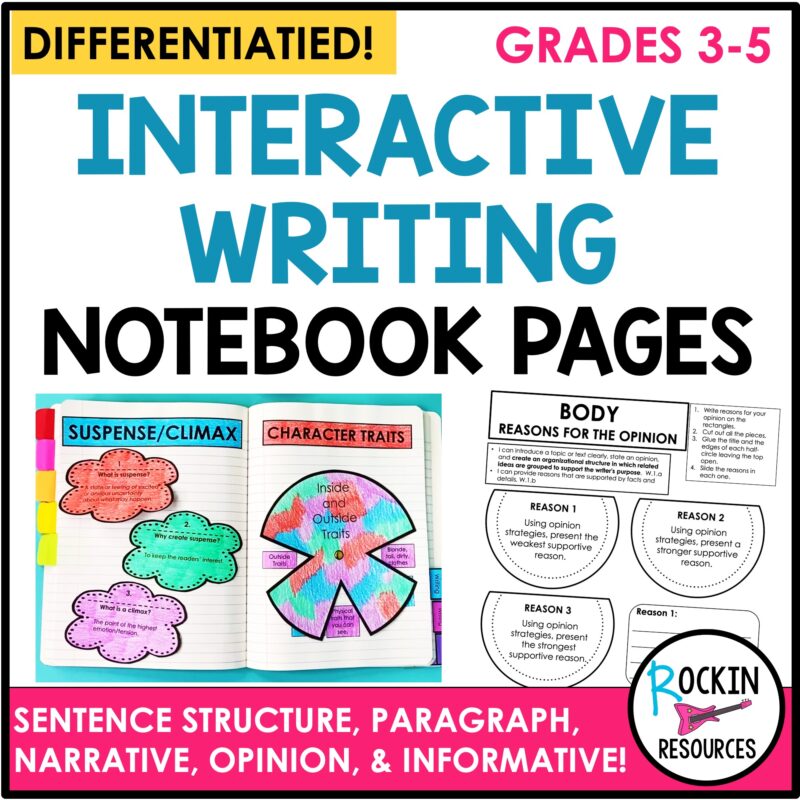 Interactive Writing Notebook Pages - Rockin Resources