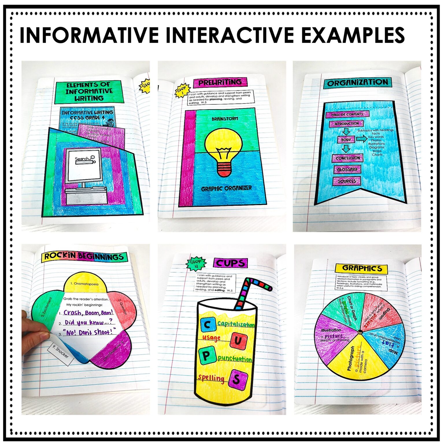 Interactive Writing Notebook Pages - Rockin Resources