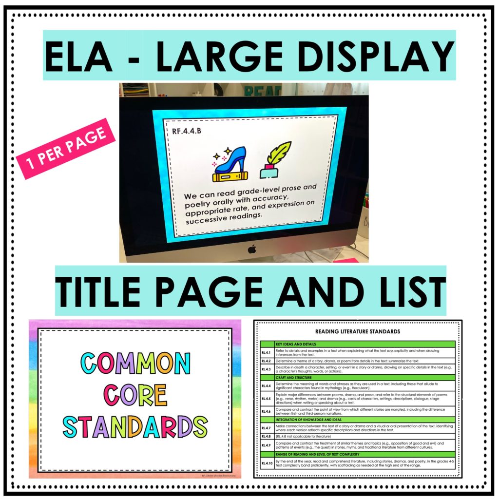 Common Core Standards "I can" and "We can" Statements 4th Grade ELA ...