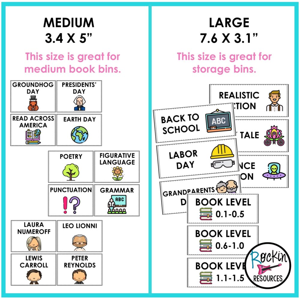 Classroom Library Labels and Calendar Cards - Rockin Resources