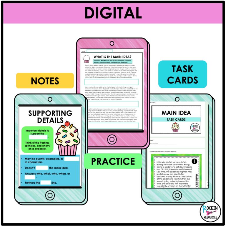 Main Idea and Supporting Details Unit - Digital and Print - Rockin ...