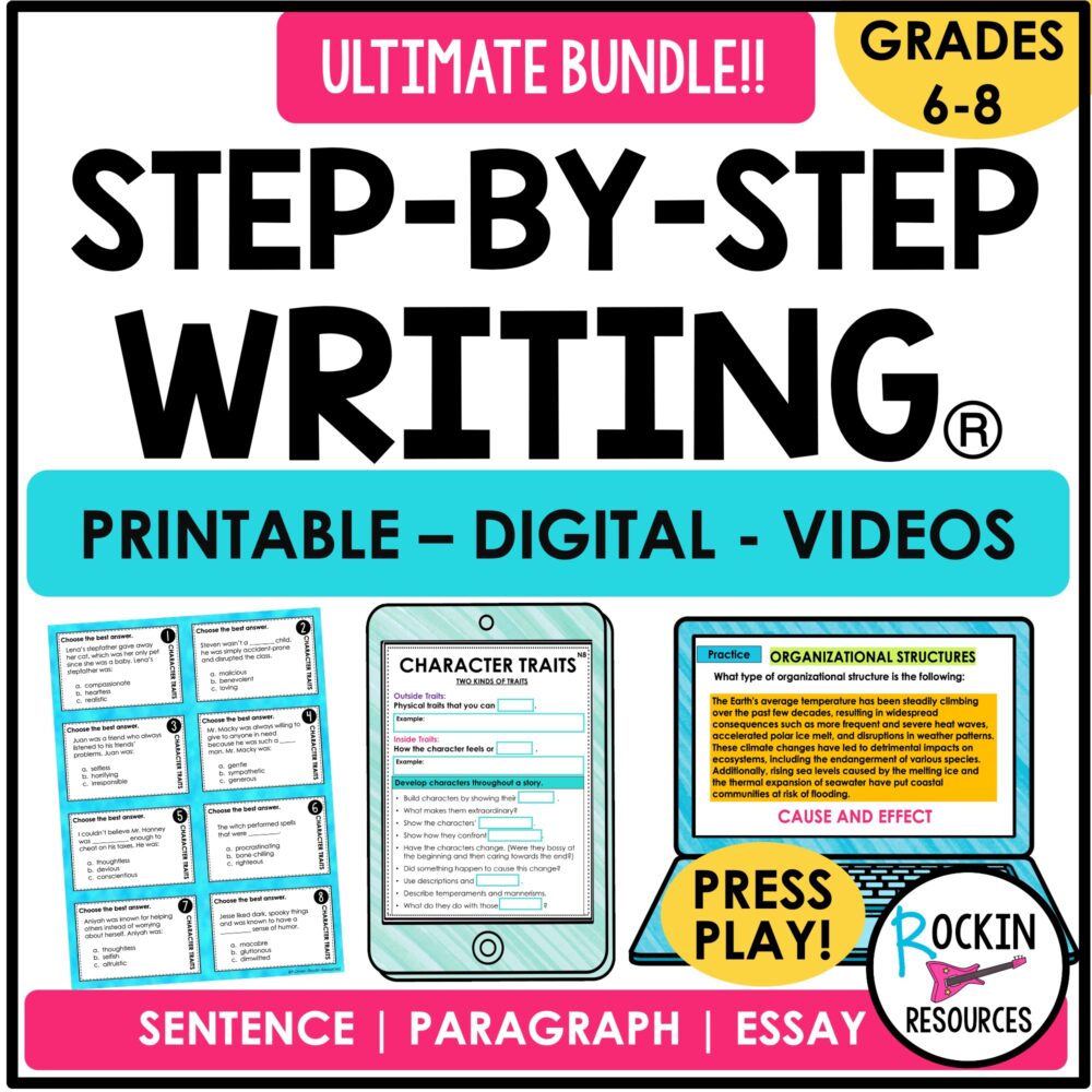 MIDDLE SCHOOL INTERACTIVE STEP-BY-STEP® WRITING PROGRAM ULTIMATE BUNDLE ...