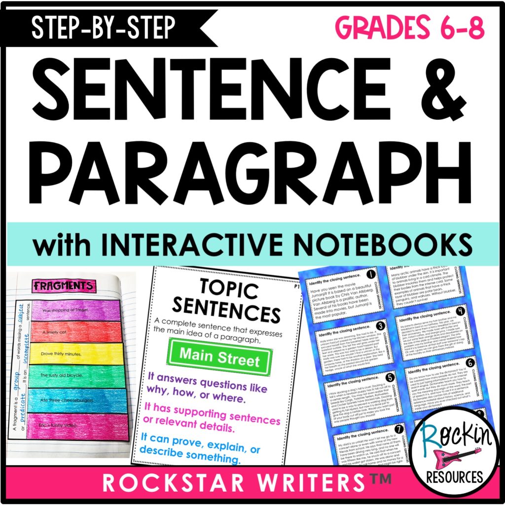 Paragraph Writing and Sentence Structure Grades 6-8 - Rockin Resources