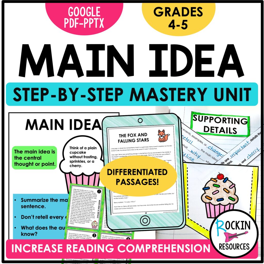 Main Idea and Supporting Details Unit - Digital and Print - Rockin ...