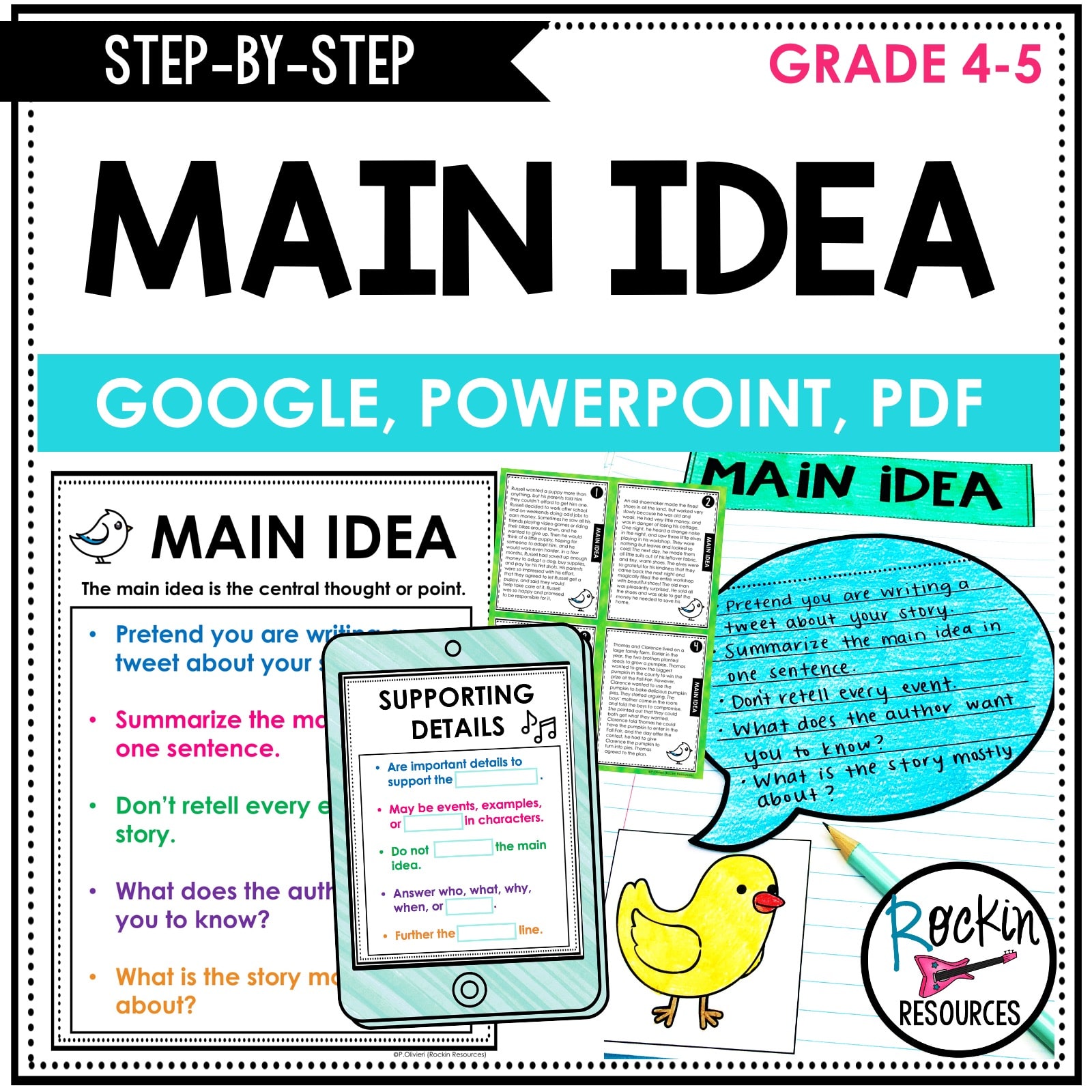 Main Idea and Supporting Details Unit - Digital and Print - Rockin ...