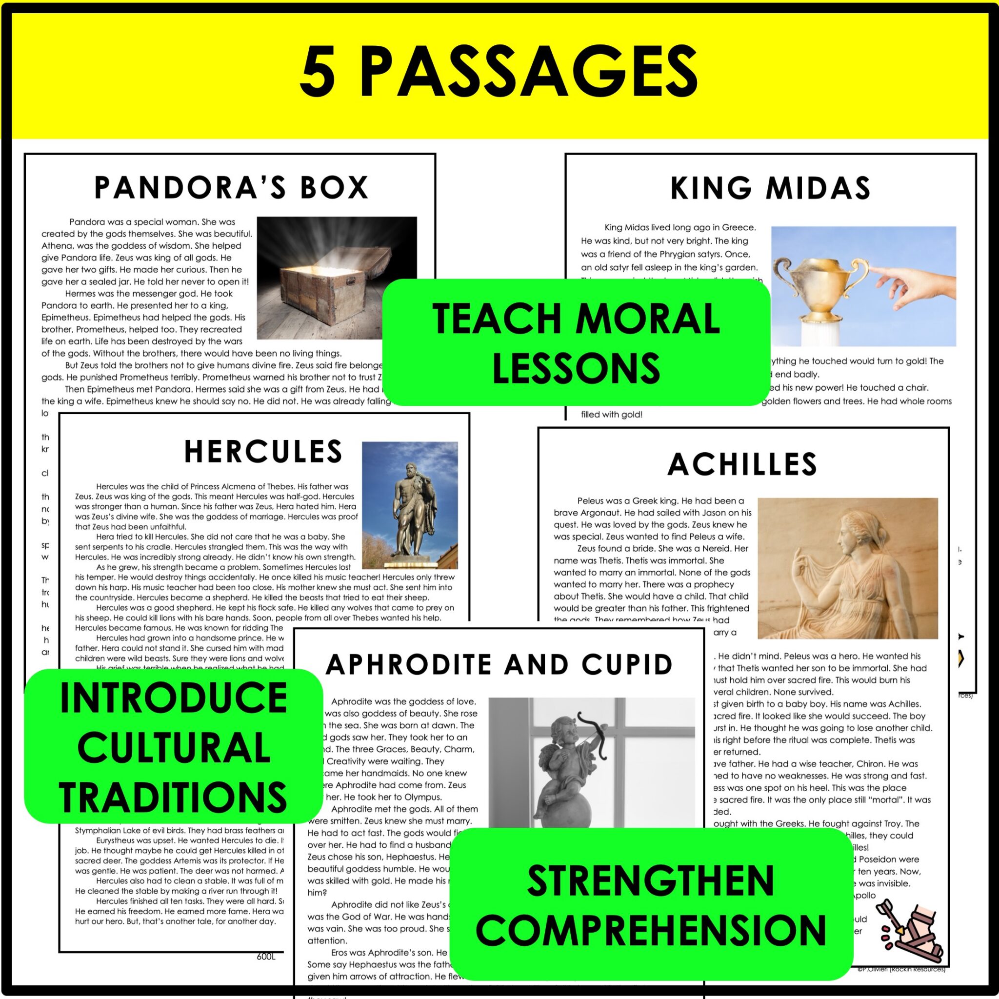 Myths with Differentiated Passages with Questions FOR CLOSE READING ...