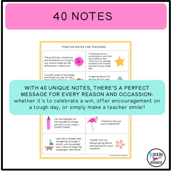 POSITIVE NOTES FOR TEACHERS - ADMIN - TEACHER APPRECIATION - Rockin ...