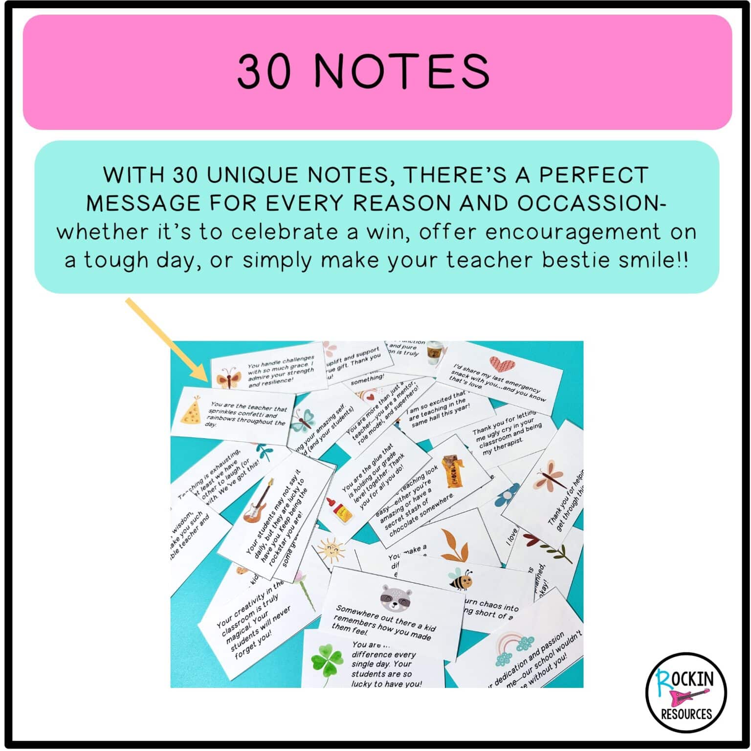 POSITIVE NOTES FOR TEACHERS - TEACHER BESTIE NOTES - Rockin Resources